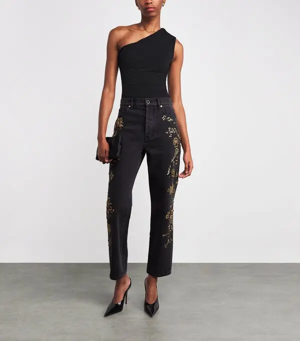 Veronica Beard Daniela Embellished Straight Jeans