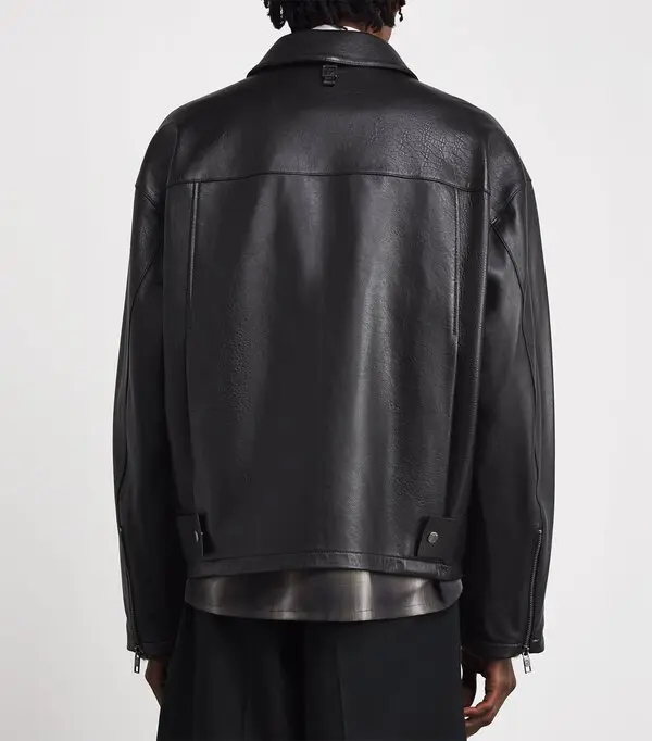 WOOYOUNGMI Leather Zip Up Jacket