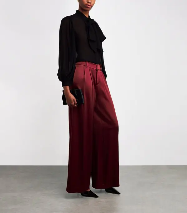 Alice + Olivia Satin Kennedy Wide-leg Trousers