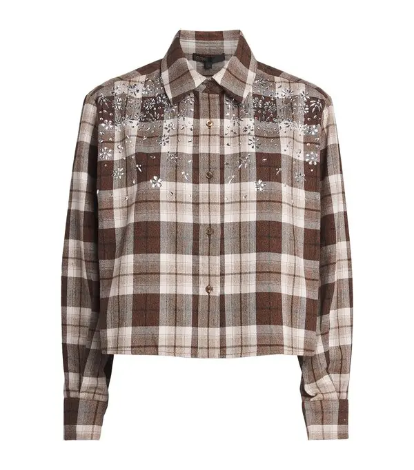 Maje Check Rhinestone-embellished Shirt