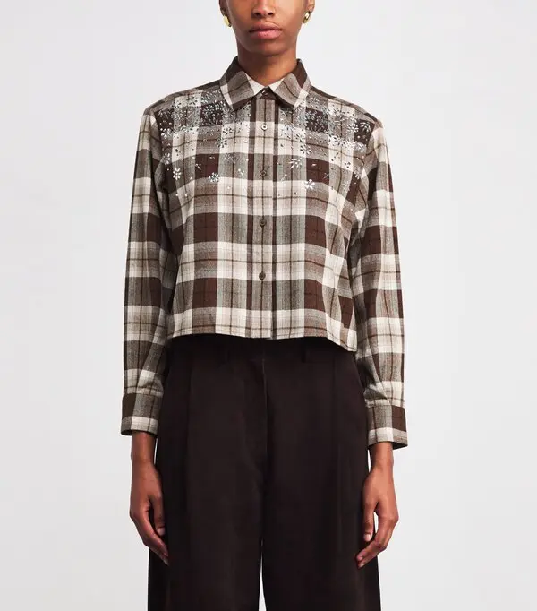 Maje Check Rhinestone-embellished Shirt