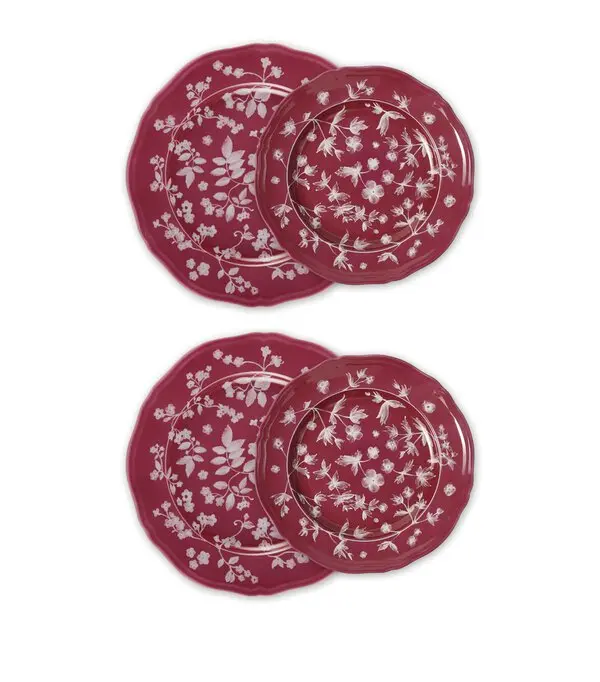 CABANA MAGAZINE X Ginori 1735 Porcelain Floral Plate Set - Pink