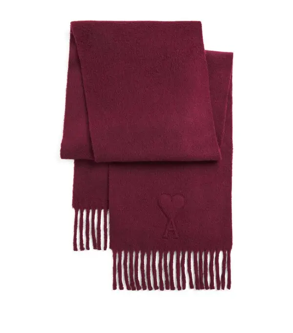 Ami Wool Fringe Scarf - Brown
