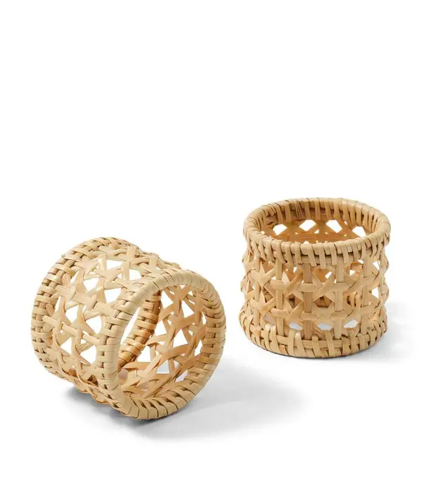 CABANA MAGAZINE Set Of 2 Rattan Sabbia Napkin Rings - Neutral