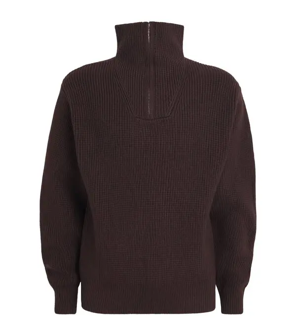 Officine Générale Merino Wool Quarter-zip Ribbed Sweater
