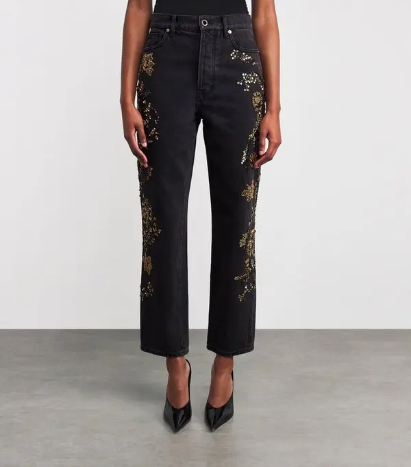 Veronica Beard Embellished Daniela Straight Jeans