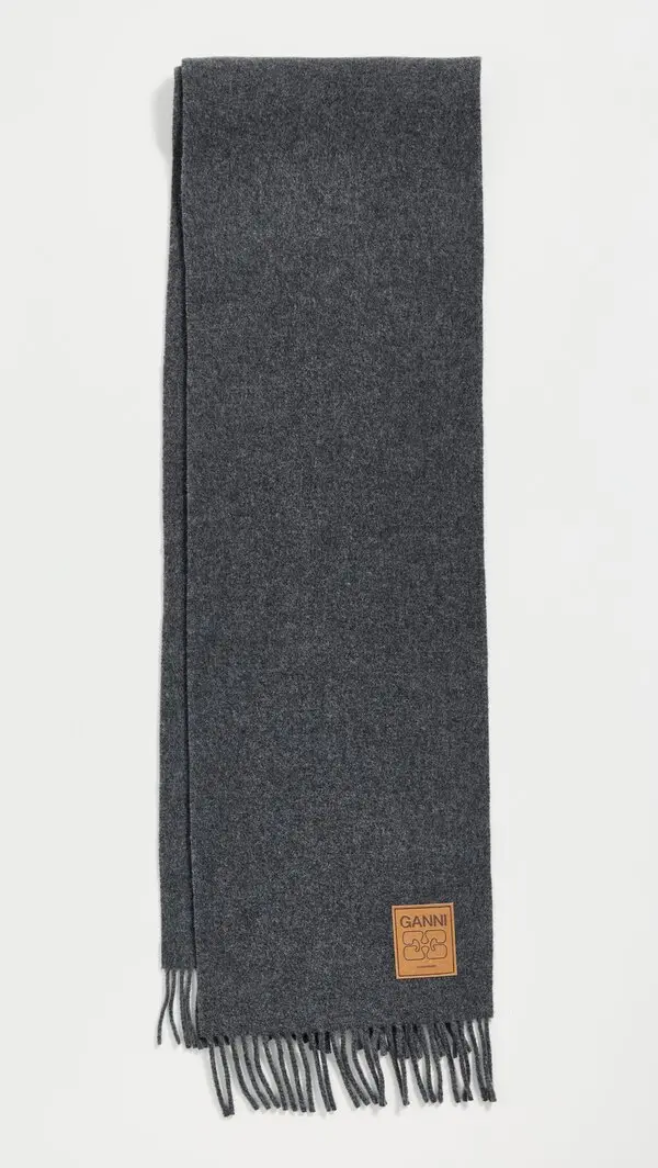 GANNI Double Face Wool Solid Scarf