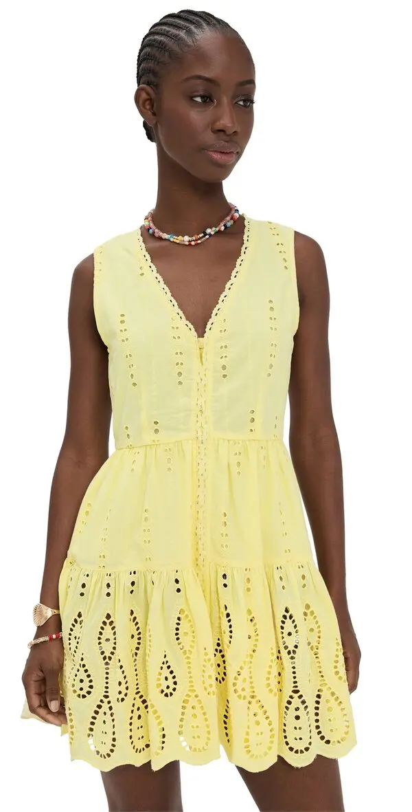 Playa Lucila Eyelet Mini Dress - Butter Yellow