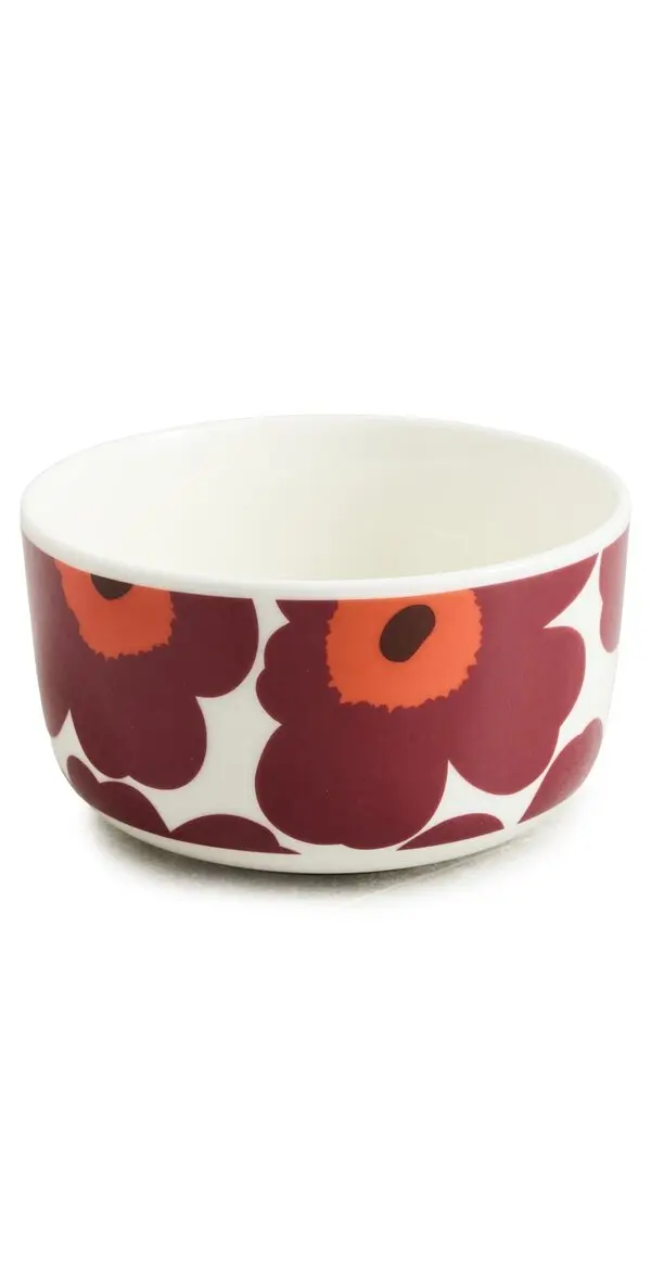 Marimekko Oiva / Unikko Bowl - White/red