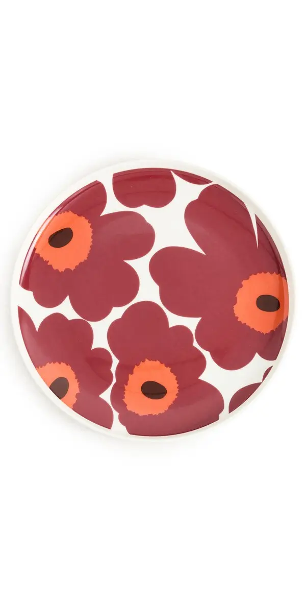 Marimekko Oiva Unikko Plate - White/red