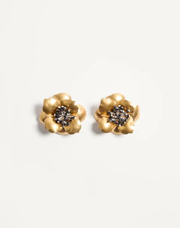 Valentino Garavani Fleur Lumineuse Metal Earrings - Antique Brass
