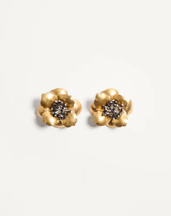 Valentino Garavani Fleur Lumineuse Metal Earrings - Antique Brass