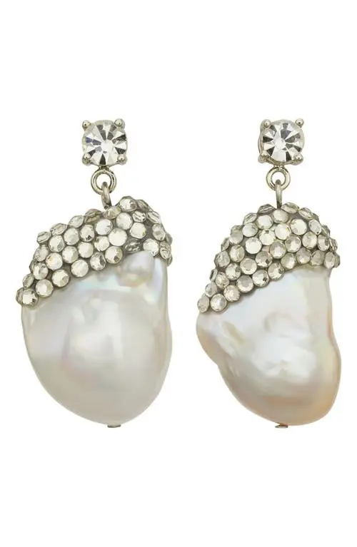 Tory Burch Moondance Crystal & Pearl Drop Earrings - Ivory/crystal
