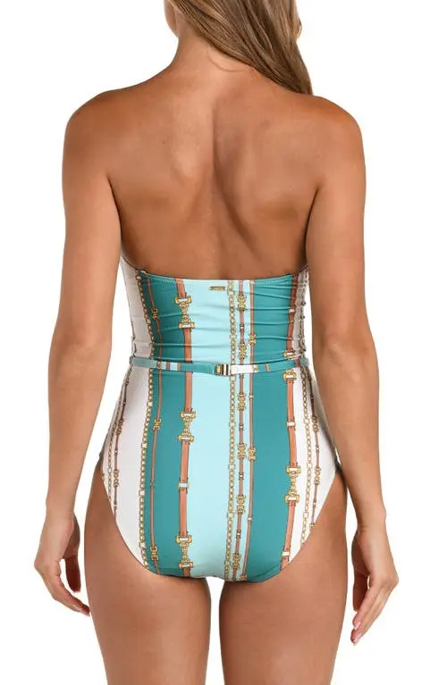 L'Agence Belted Stripe One-piece Swimsuit