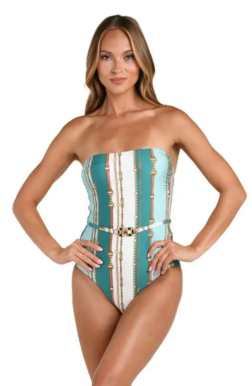 L'Agence Belted Stripe One-piece Swimsuit
