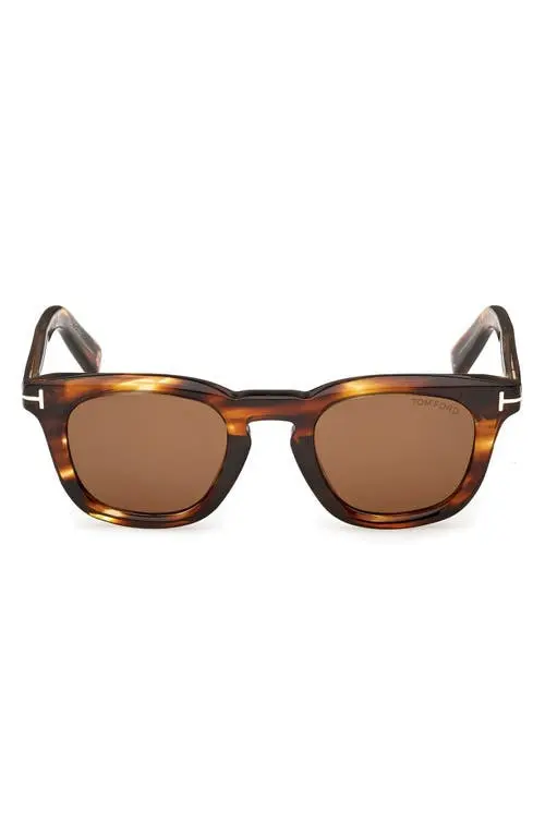 TOM FORD 48mm Square Sunglasses - Striped Brown Havana/brown