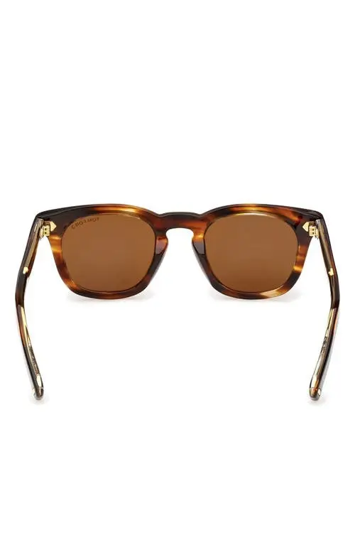 TOM FORD 48mm Square Sunglasses - Striped Brown Havana/brown
