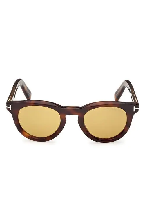 TOM FORD 47mm Round Frame Sunglasses - Classic Havana/vicuna Lens