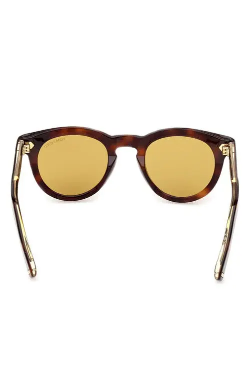 TOM FORD 47mm Round Frame Sunglasses - Classic Havana/vicuna Lens