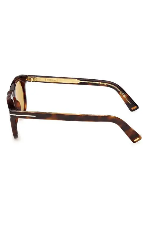 TOM FORD 47mm Round Frame Sunglasses - Classic Havana/vicuna Lens