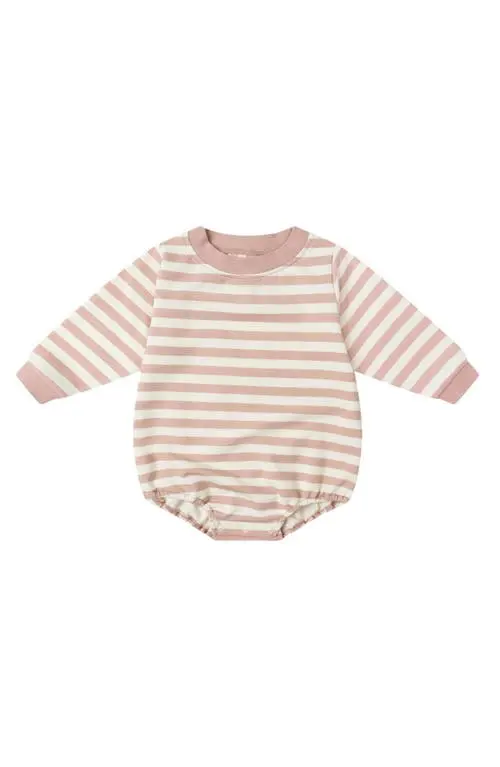 QUINCY MAE Stripe Organic Cotton Bubble Romper - Pink