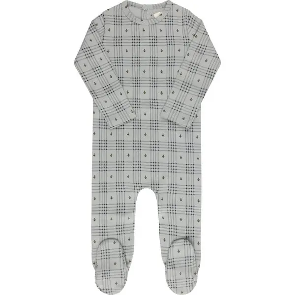 ELY'S & CO. Cotton Floral Plaid Footie - Blue