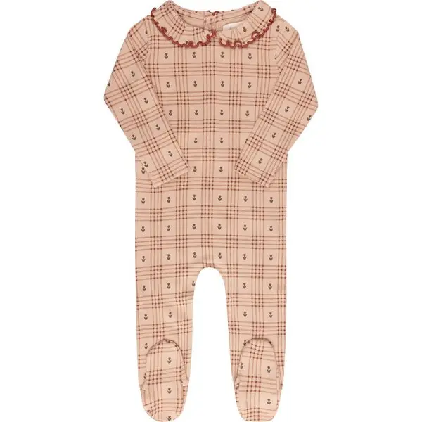 ELY'S & CO. Cotton Floral Plaid Footie - Pink