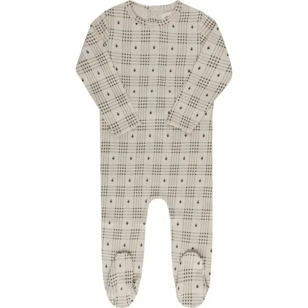 ELY'S & CO. Cotton Floral Plaid Footie - Tan