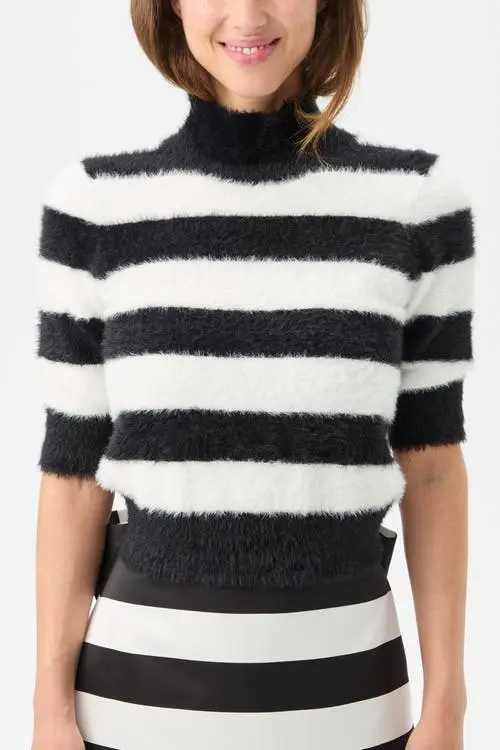 Trina Turk Mali Striped Sweater - Black/winter White