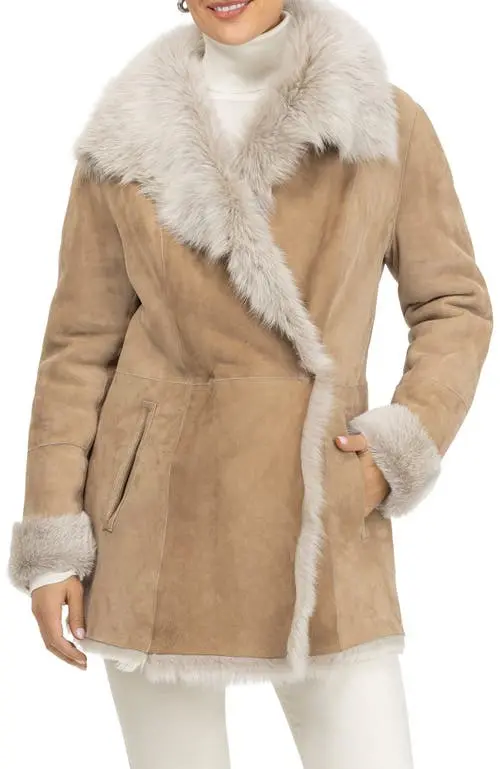 Gorski Merino Genuine Shearling Short Jacket - Arctic Beige Brisa