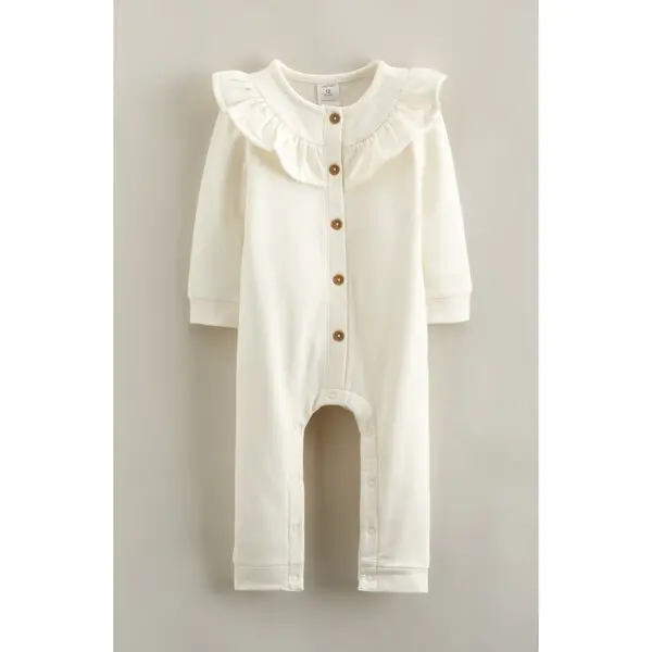 Nordstrom Ruffle Fleece Romper - Ivory Egret