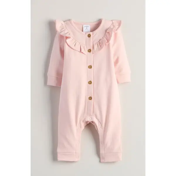 Nordstrom Ruffle Fleece Romper - Pink Lotus