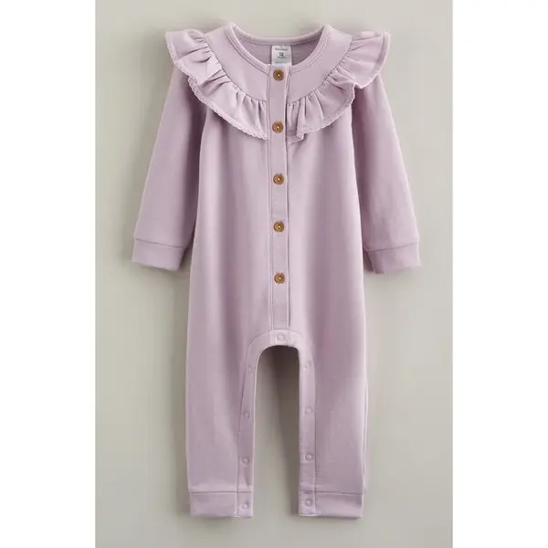 Nordstrom Ruffle Fleece Romper - Purple Frost