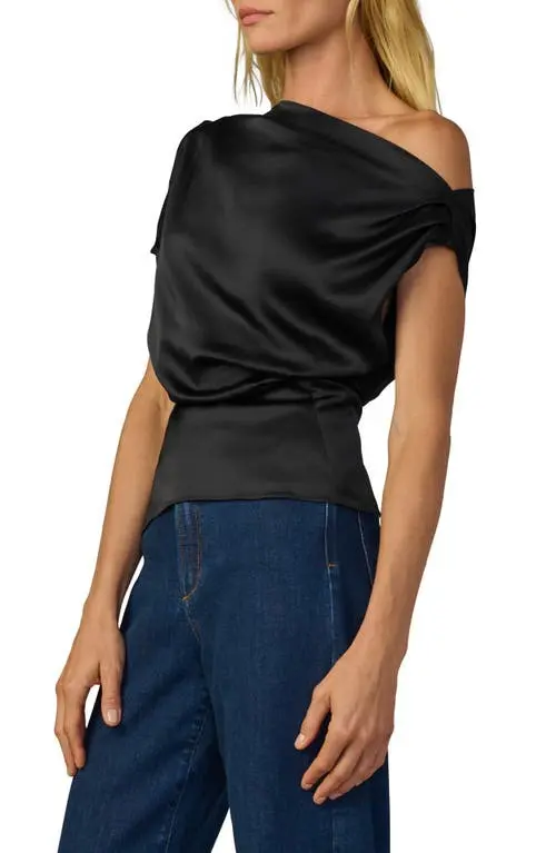 Joe's Jeans The Isla Drape One-shoulder Satin Top