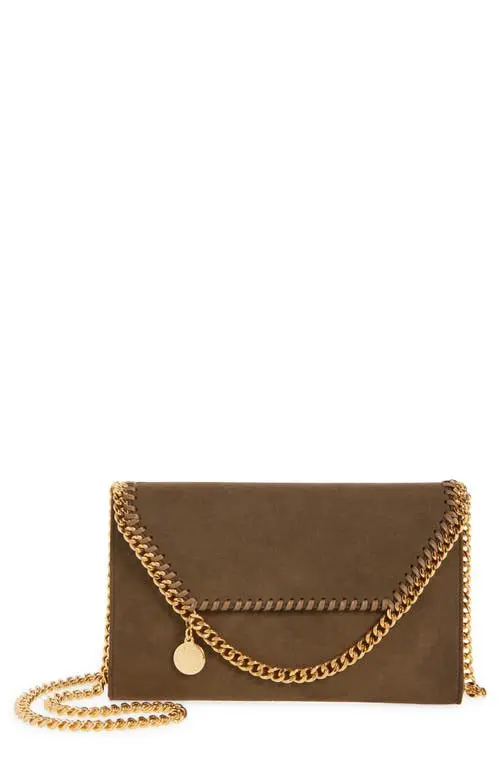 Stella McCartney Falabella Faux Suede Wallet On A Chain - Moka
