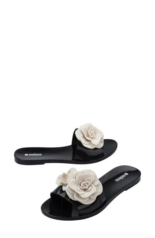 Melissa Babe Petals Slide Sandal - Black/beige