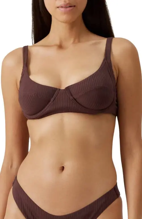 Melissa Odabash Noto Underwire Swim Top - Brown Ribbed
