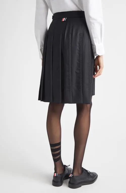 Thom Browne Drop Back Pleated Wool Skirt