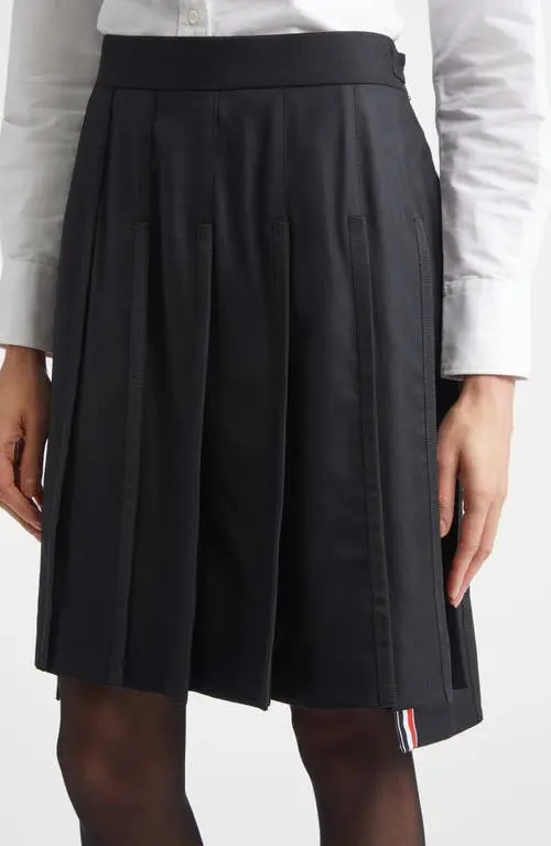 Thom Browne Drop Back Pleated Wool Skirt