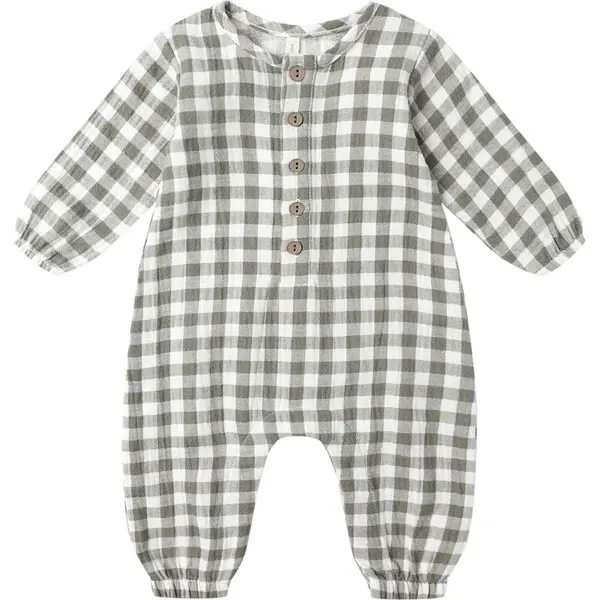 QUINCY MAE Forest Check Organic Cotton Romper