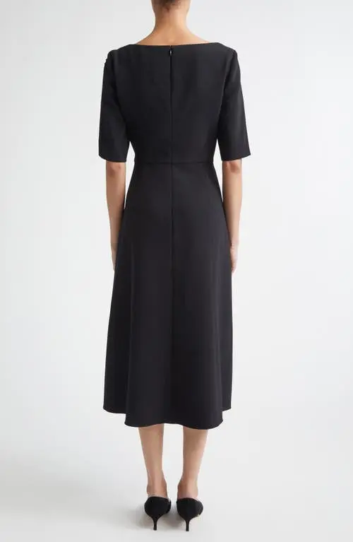 Carolina Herrera Embroidered Bateau Neck Midi Dress