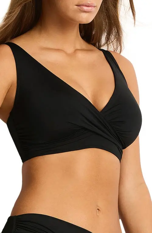 SEA LEVEL Essentials Edit Cross Front Bikini Top - Black