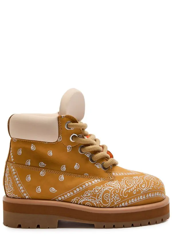 PDF CHANNEL Strada Low Bandana Printed Suede Boots - Yellow