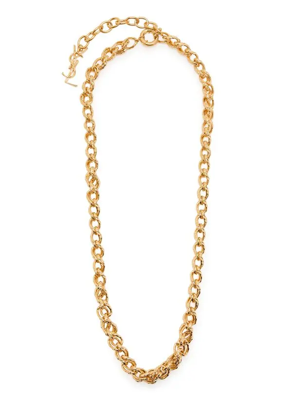 Saint Laurent Logo Chain Brass Necklace - Gold