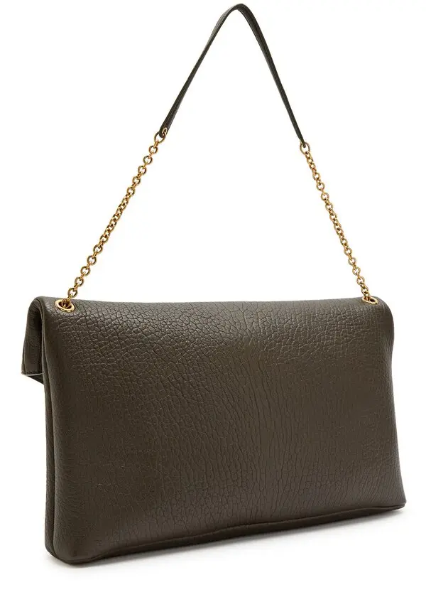 Saint Laurent Envelope Grained Leather Pouch - Khaki
