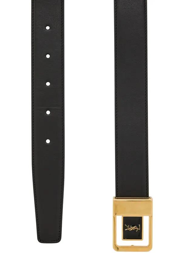 Saint Laurent Logo-engraved Leather Belt