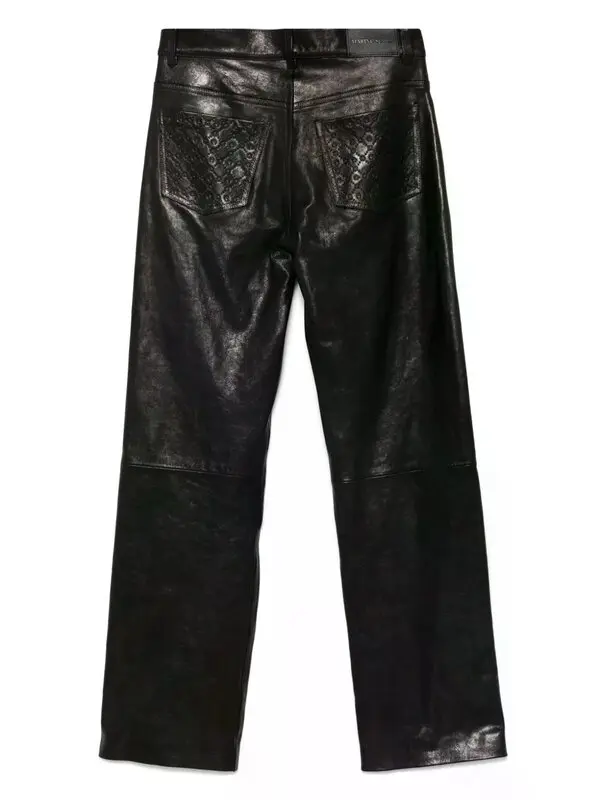 MARINE SERRE Monogram-embossed Leather Trousers