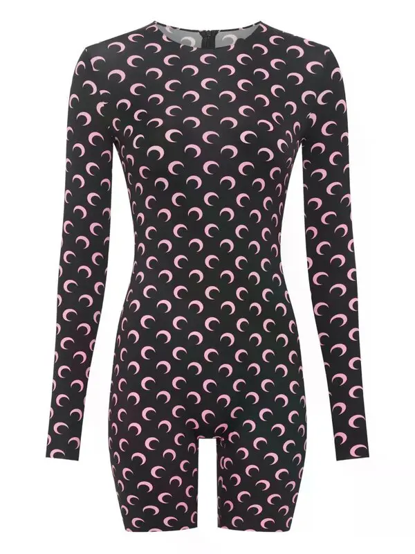 MARINE SERRE Moon Print Jersey Playsuit - Black