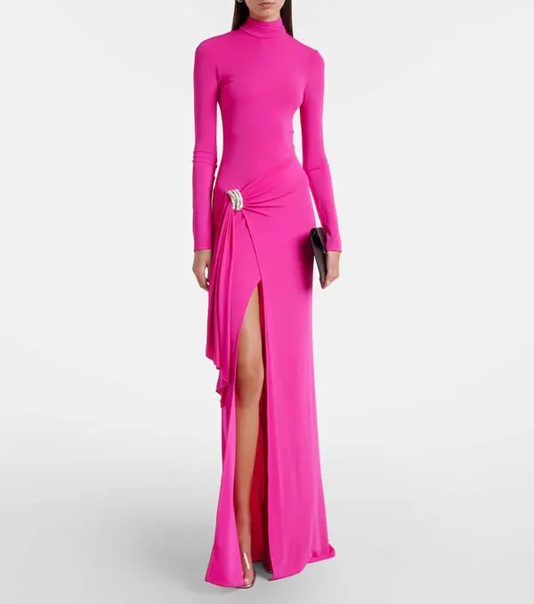 David Koma Embellished Draped Gown