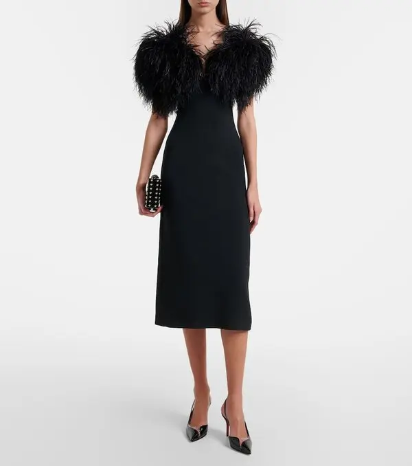 David Koma Feather-trimmed Cocktail Dress